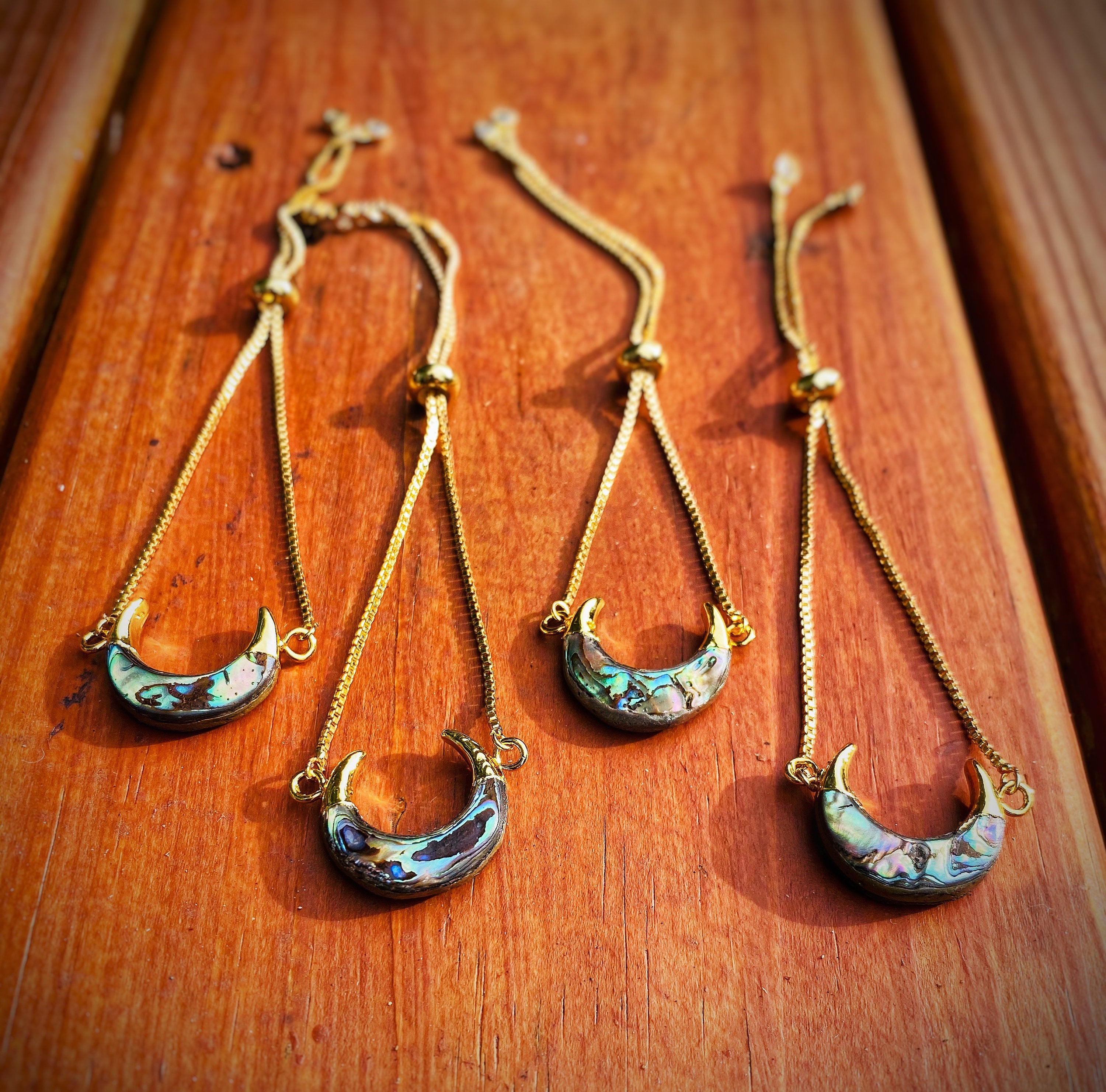 Abalone Shell Crescent Moon Bracelet - Natural Shell Bracelet - Moon ...