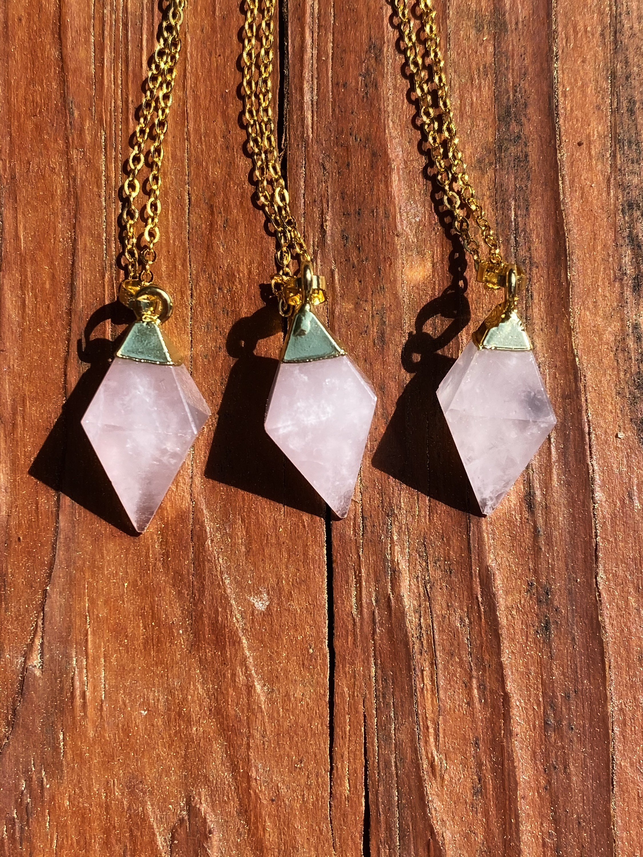 Rose Quartz Necklace • Diamond Cut Rose Quartz Necklace • Rose Quartz ...
